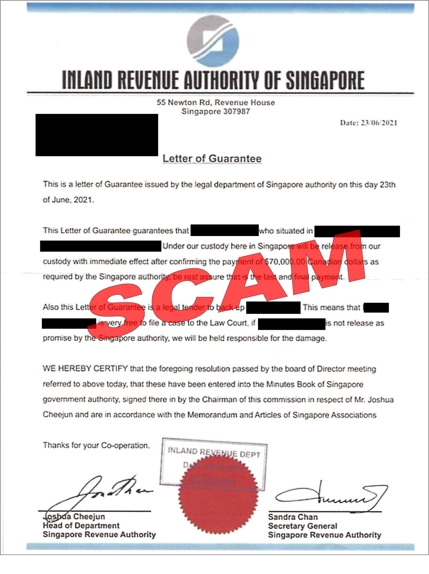 Tax Filing and Payment Scam