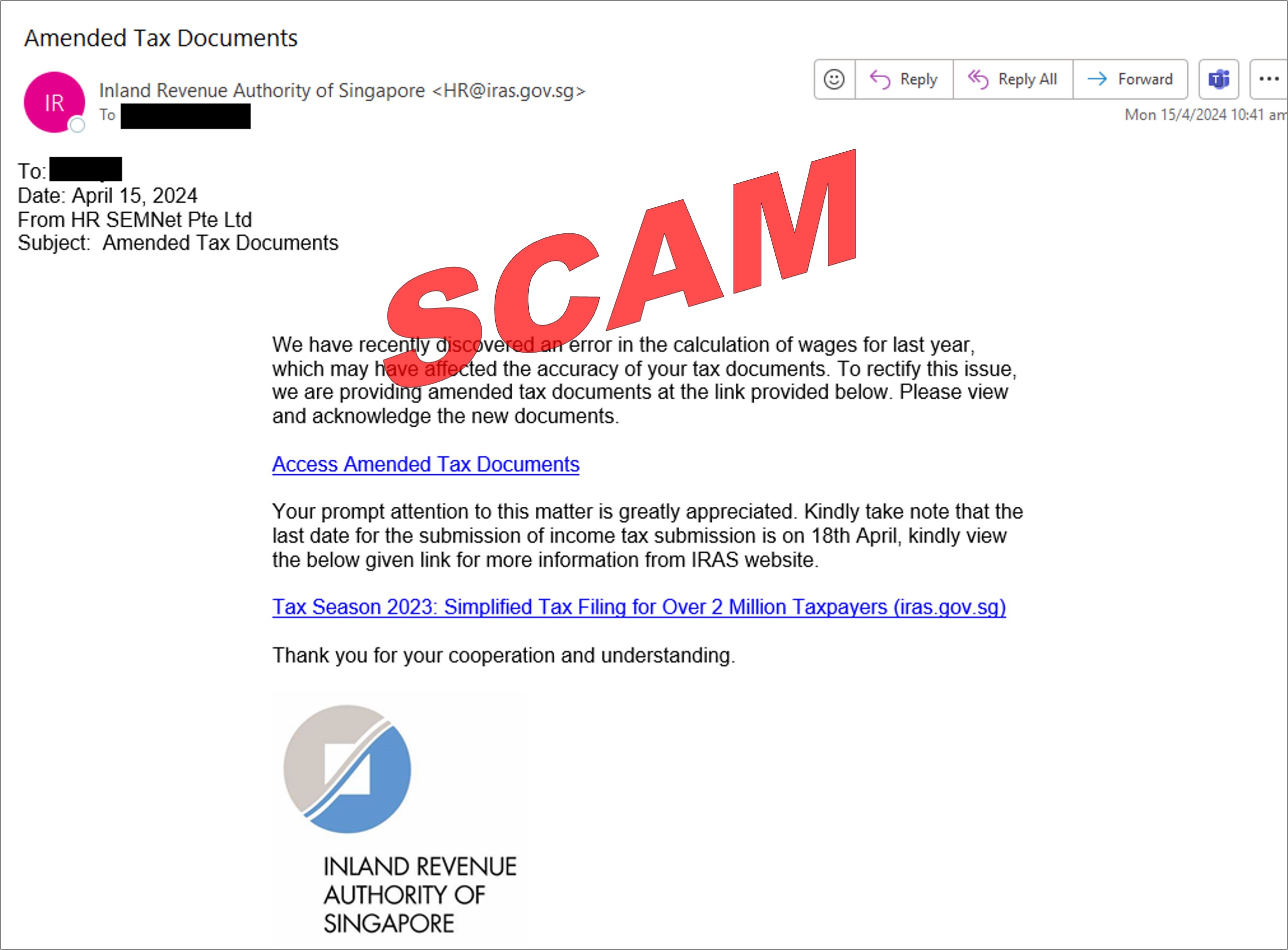 Tax Filing and Payment Scam